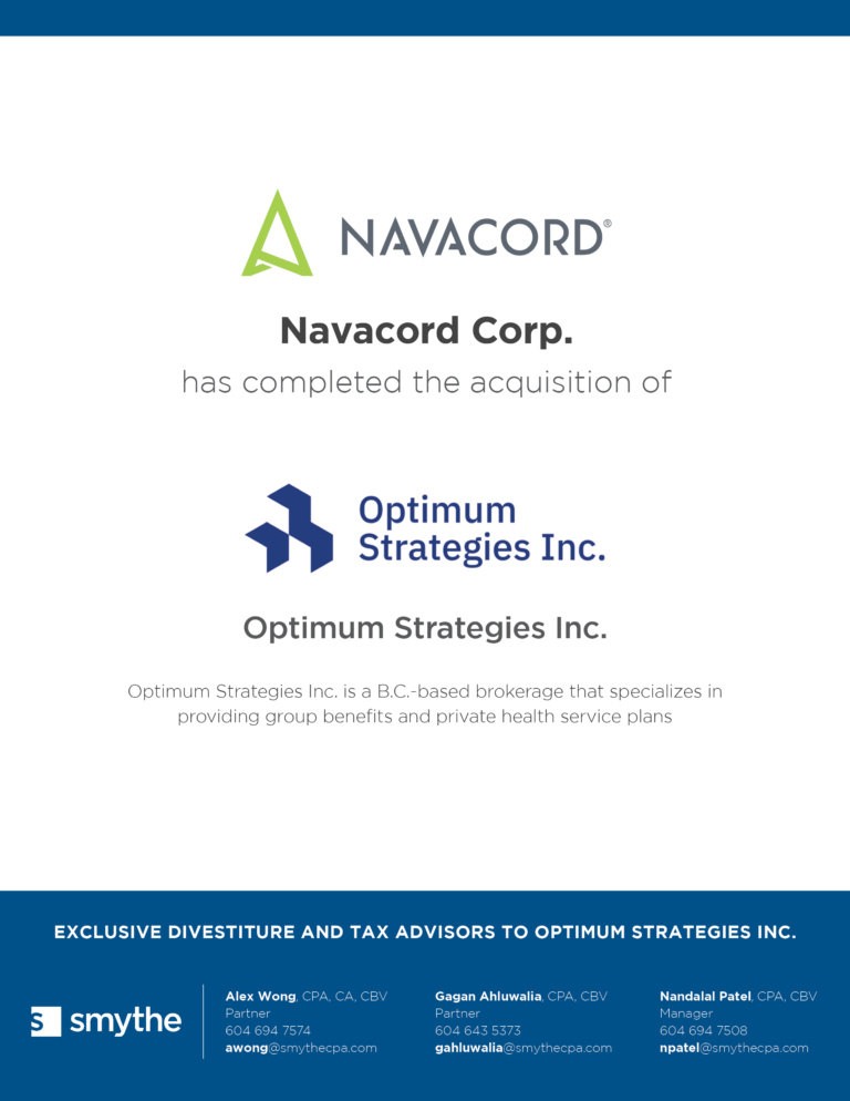 Smythe LLP | Optimum Strategies Inc. Acquired by Navacord Corp.